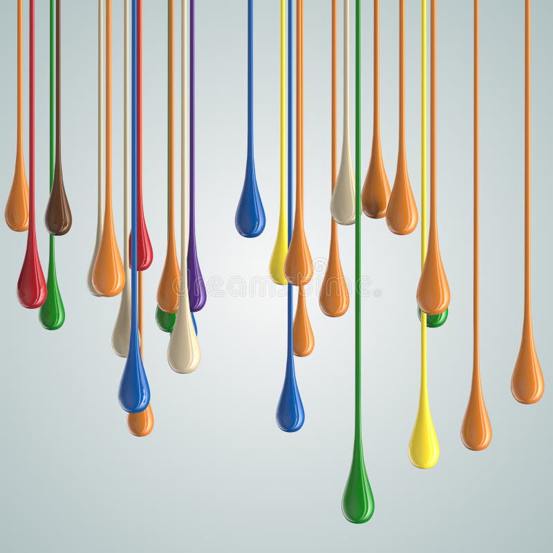 3D Color Glossy Paint Drop Blobs Stock Illustration - Illustration of ...