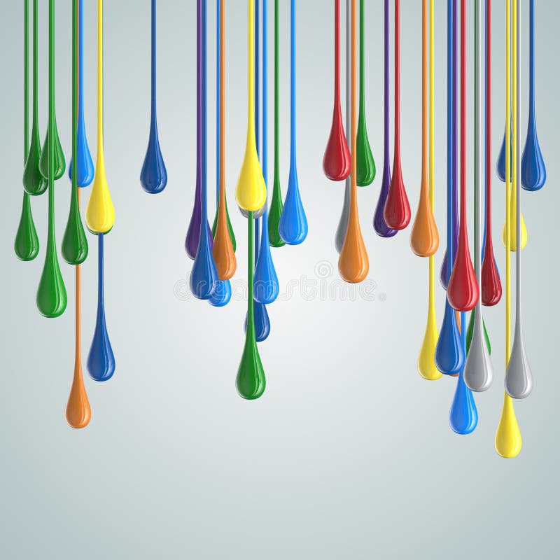 3D Color Glossy Paint Drop Blobs Stock Image - Image of green, motion ...