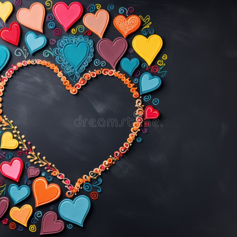 3d Color Heart Shape , Mockup Frame Concept Stock Illustration ...