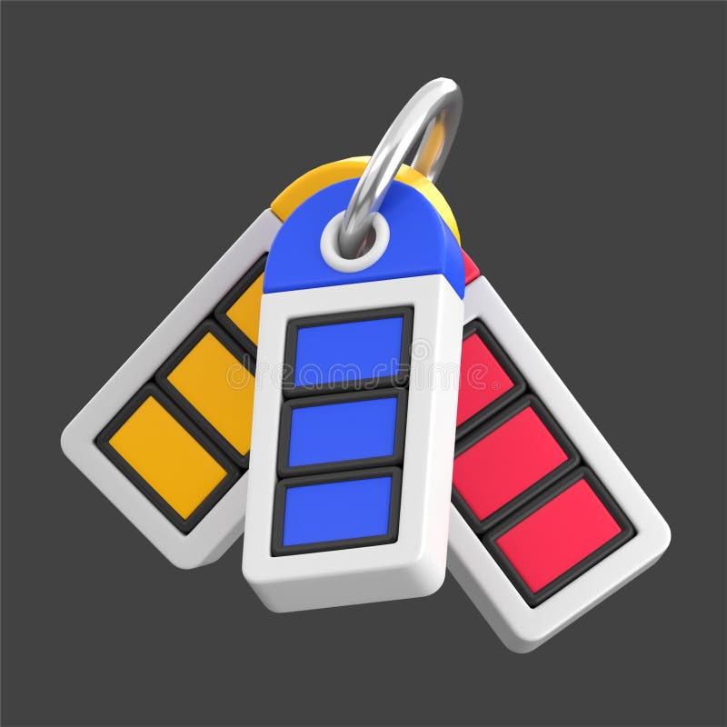 3D Color Palette on a Metal Keyring Stock Illustration - Illustration ...