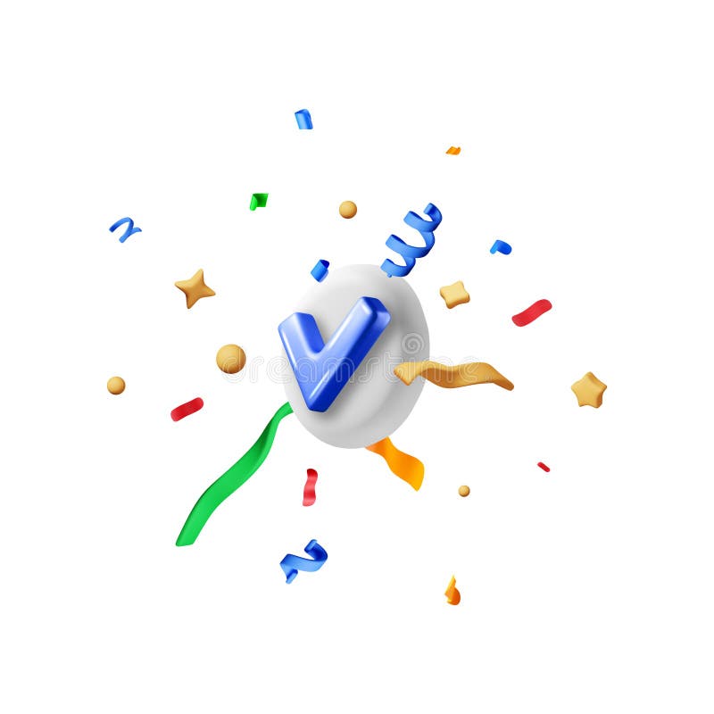 3D Color Party Confetti with Approved Check Mark Stock Vector ...