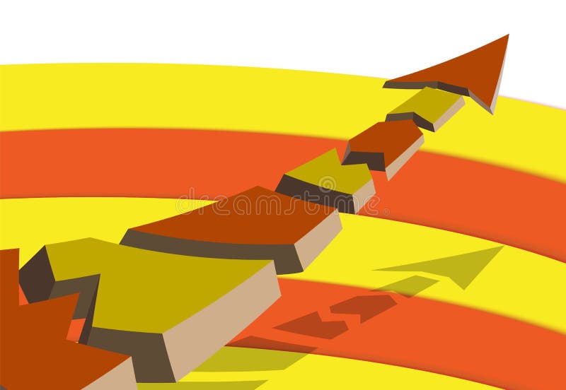 3d Colored Arrow, Broken into Pieces, Flying Over the Colored Sectors ...