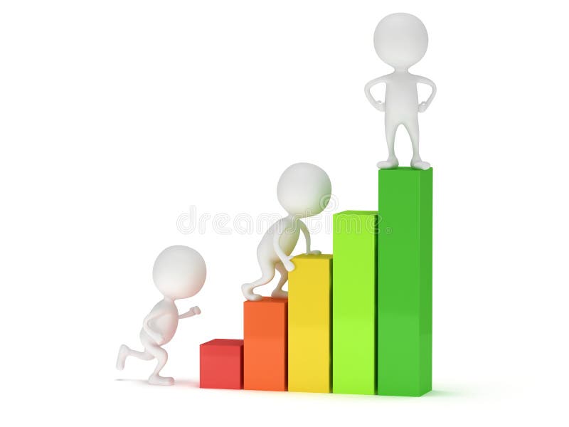 3D Colored Bar Graph and Climbing People Stock Illustration ...