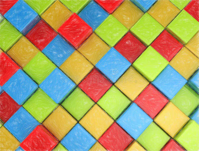3d Colored Cubes Background Stock Illustration - Illustration of bright ...