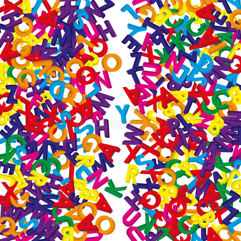 3d Colored English Alphabets Randomly Scatter Stock Illustration ...