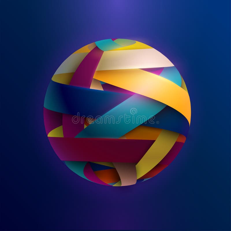 3D Colored Striped Ball. Vector Illustration Stock Vector ...