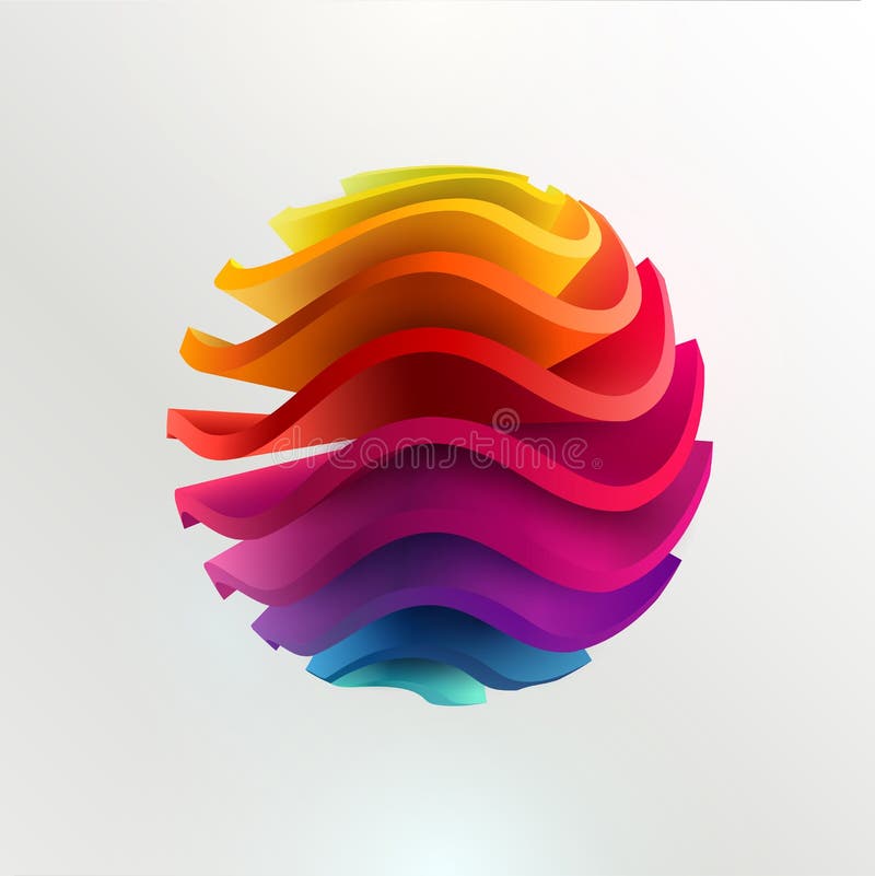 3D Colored Striped Ball. Vector Illustration Stock Vector ...
