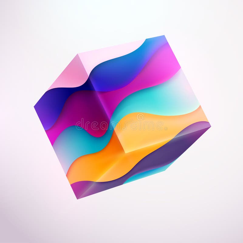 3D colored striped cube stock vector. Illustration of layer - 226229843