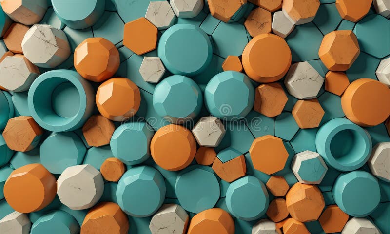 3D Colorful Abstract Pattern Composed Various Shapes, Including Circles ...