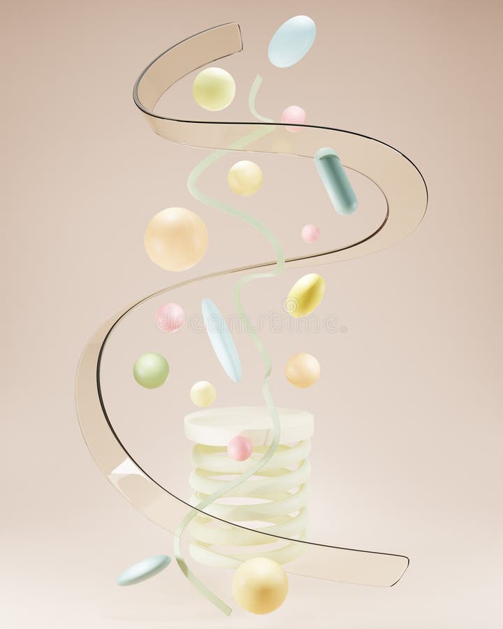 3D Colorful Abstract Shape and Glass Object Illustration. Playful ...