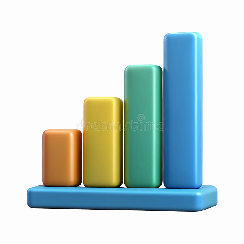 3D Colorful Bar Chart Diagram Representation of Business Statistics and ...