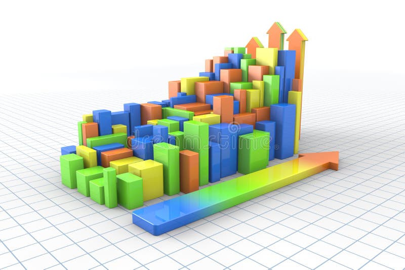 3d colorful Bar graph stock illustration. Illustration of data - 67095843