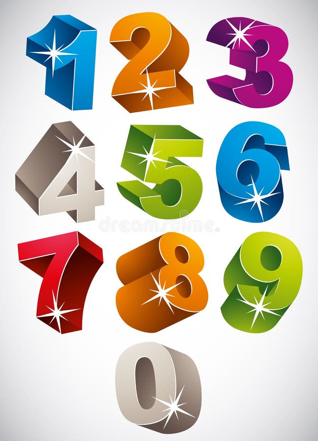 Colorful 3D Alphabet and Numbers Stock Vector - Illustration of design ...