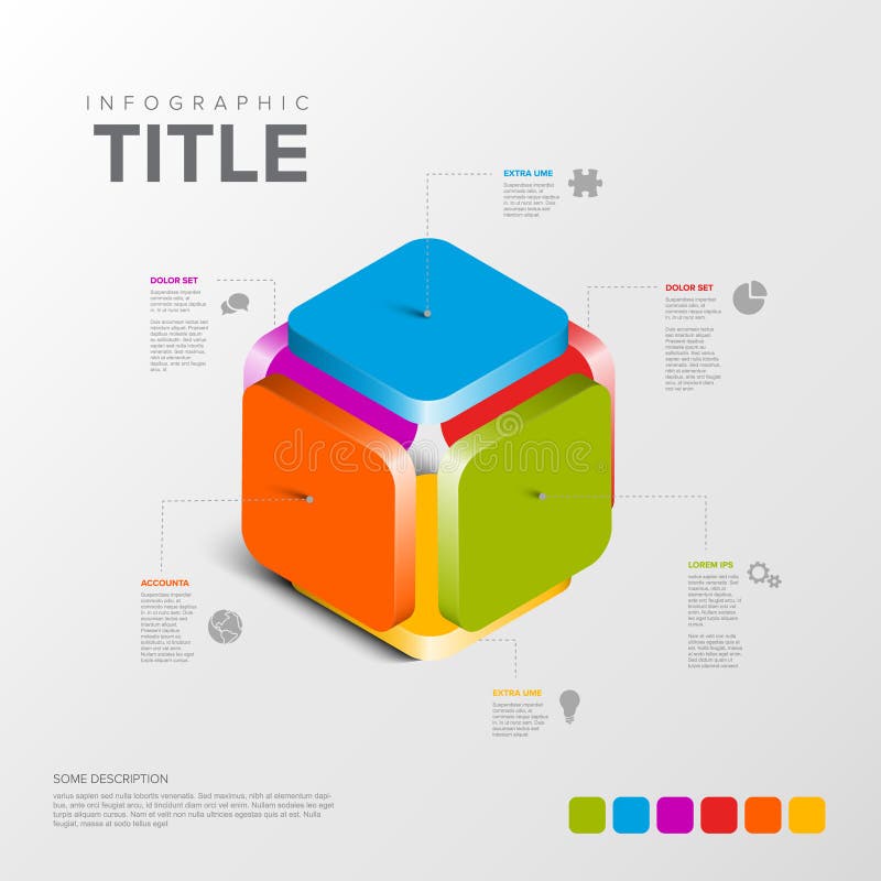 3D Colorful Cube Infographic Template with Icons and Text Stock Vector ...