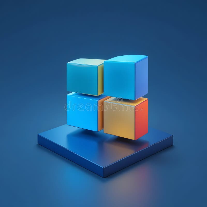 3D Colorful Cubes Stack for Creative Concepts Stock Illustration ...