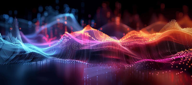 3D Colorful Data Curves Visualization Against Black Background Stock ...