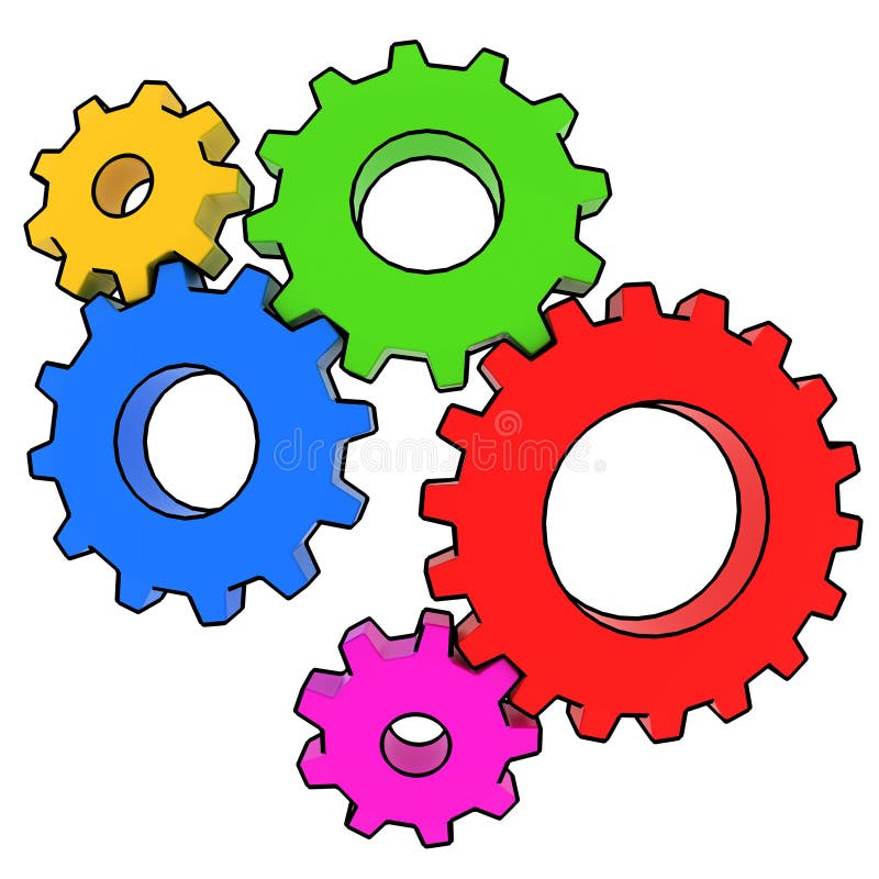 3d Colorful Gears on White Background Stock Illustration - Illustration ...