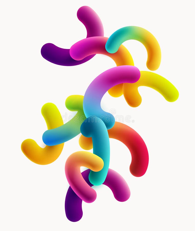 3D Colorful Geometric Shapes. Abstract Composition of Curves Line Stock ...