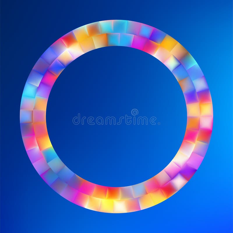 3D Colorful Glowing Ring on Blue Gradient Background Stock Illustration ...