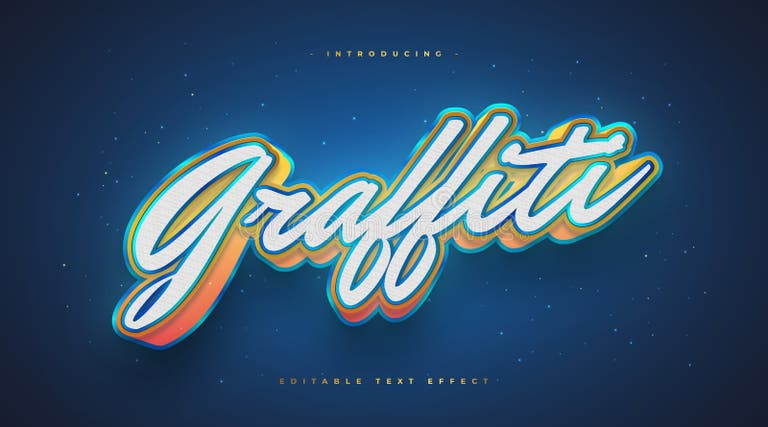 3D Colorful Graffiti Text Style with Glowing Effect Stock Vector ...