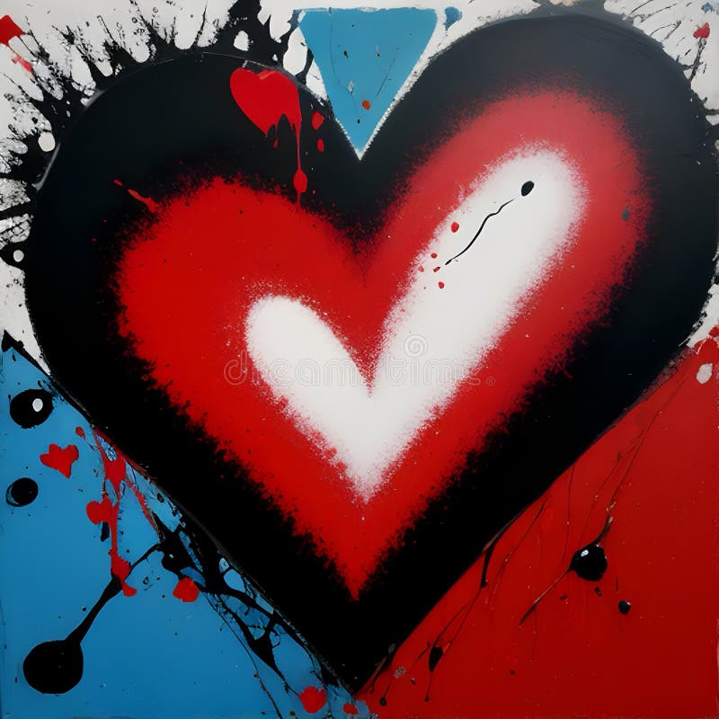 Bold Abstract Painted Red Valentine Heart Splash Stock Illustration ...