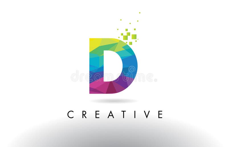 D Colorful Letter Origami Triangles Design Vector. Stock Vector ...