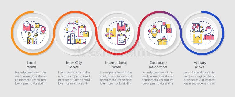 2D Colorful Moving Service Layout with Simple Linear Icons Stock Vector ...