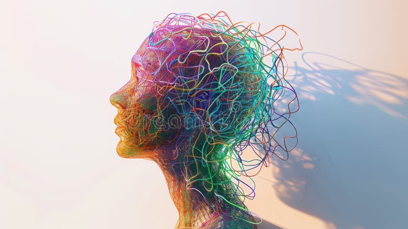 3D Colorful Neural Head.AI Generated Image Stock Image - Image of ...
