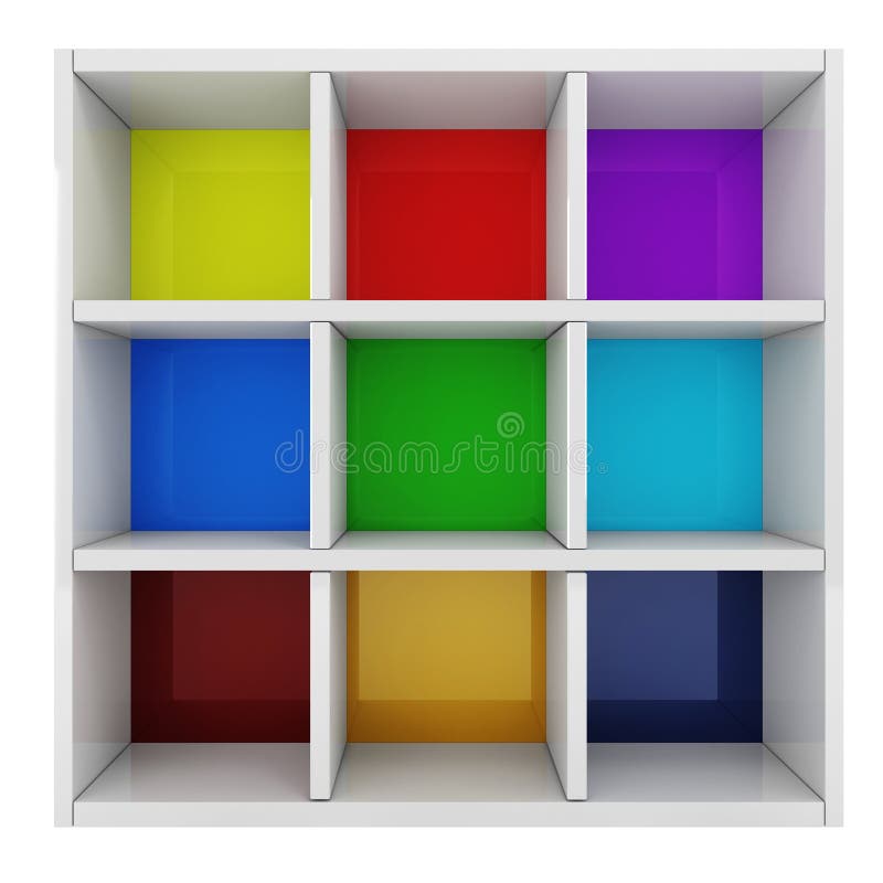 3d colorful shelf stock illustration. Illustration of business - 31679313
