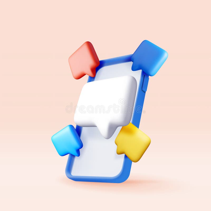 3D Colorful Speech Bubbles on Smartphone Stock Vector - Illustration of ...