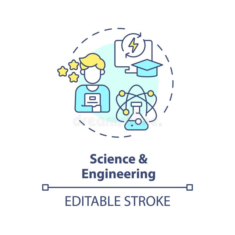 2D Colorful Thin Line Icons Science and Engineering Concept Stock ...