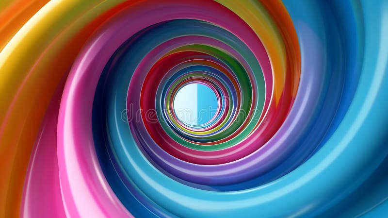 3D colorful twisted circle stock illustration. Illustration of shine ...