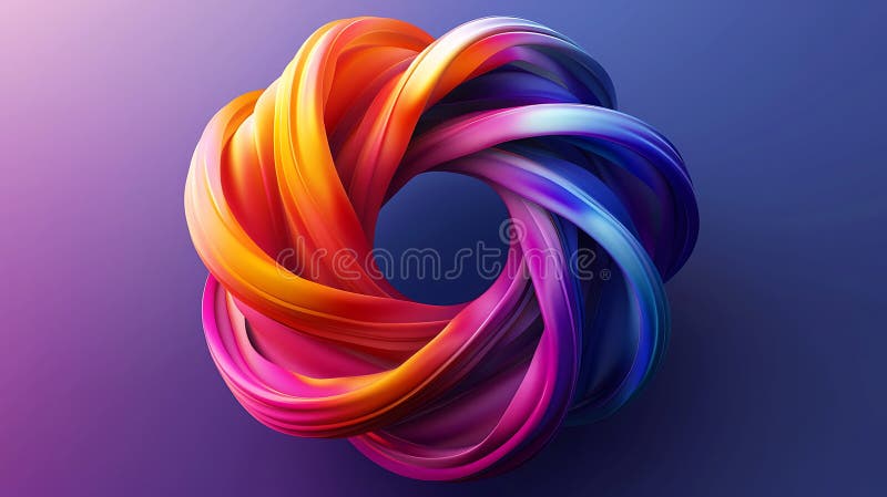 3D Colorful Twisted Circle with Smooth Gradients Stock Illustration ...