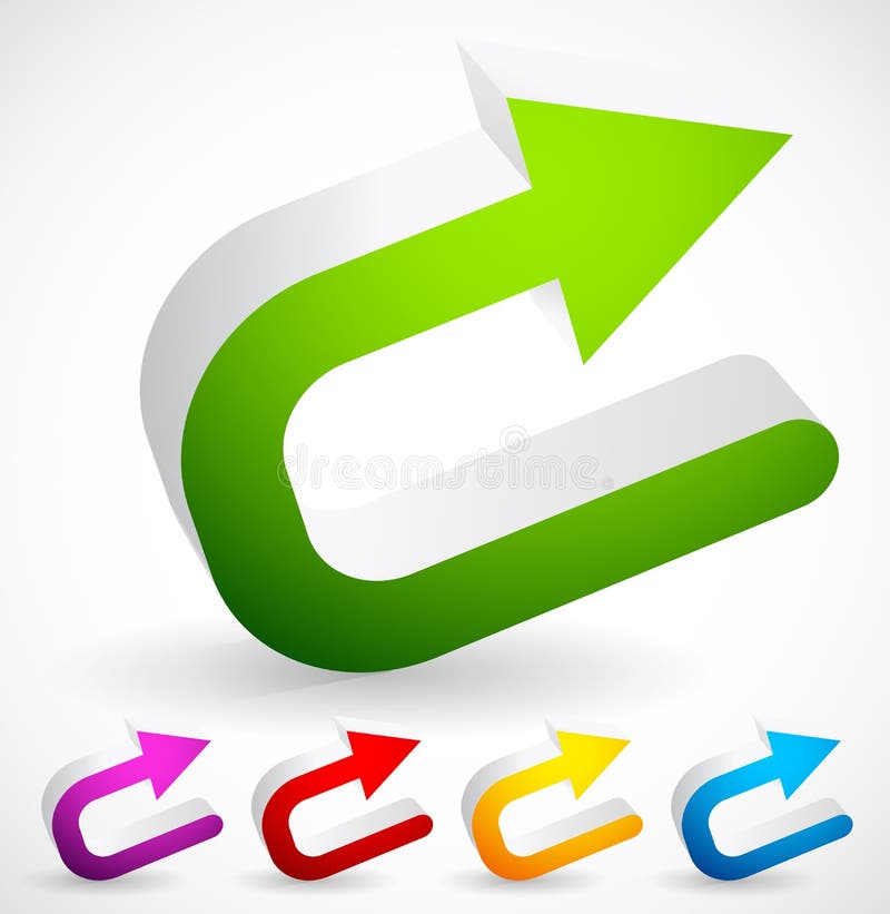 3D Colorful U Turn / Backward or Return Arrows Stock Vector ...