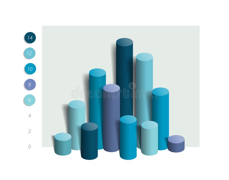 3D Column Chart, Graph. Simply Blue Color Editable Stock Vector ...