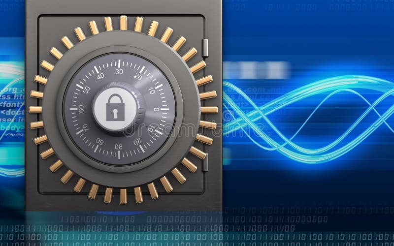 3d combination lock safe stock illustration. Illustration of copper ...
