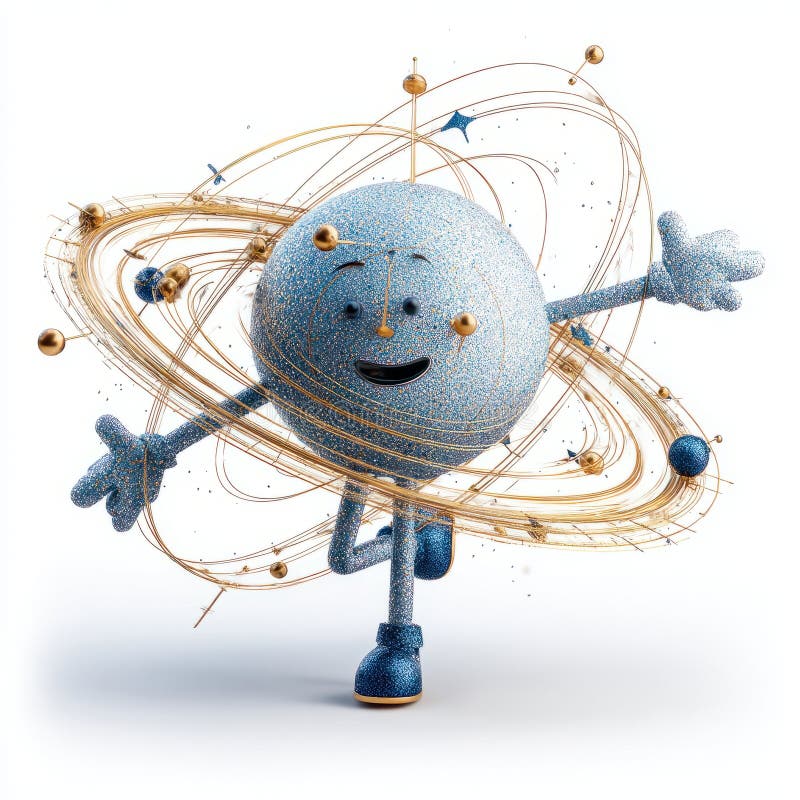 A 3D Compass Character Twirling while Drawing Glittery Circles for ...
