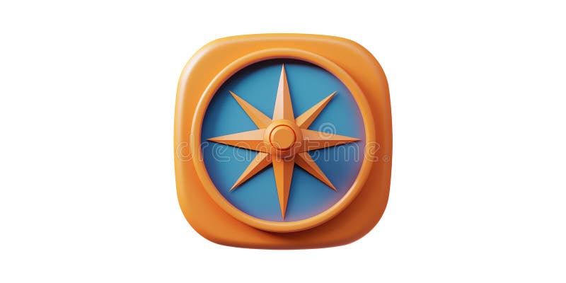 3D Compass Icon with Orange and Blue Design. Navigation and Direction ...