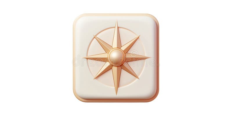 3D Compass Icon Square Button. Navigation and Direction Symbol in ...