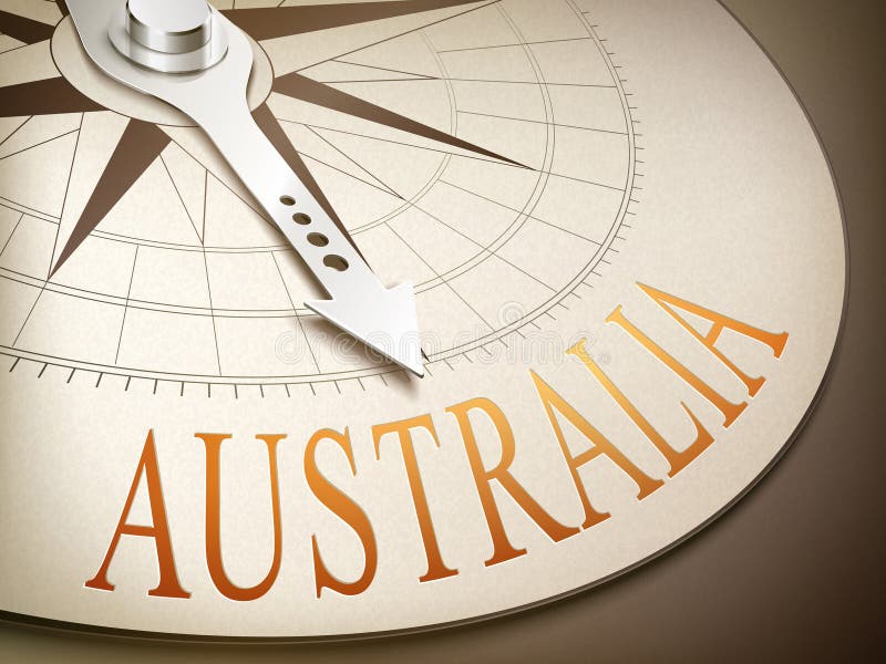 3d Compass Needle Pointing the Destination Australia Stock Vector ...