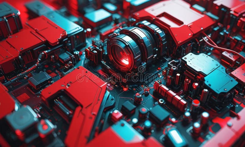 Red and Black Computer Processor Stock Illustration - Illustration of ...