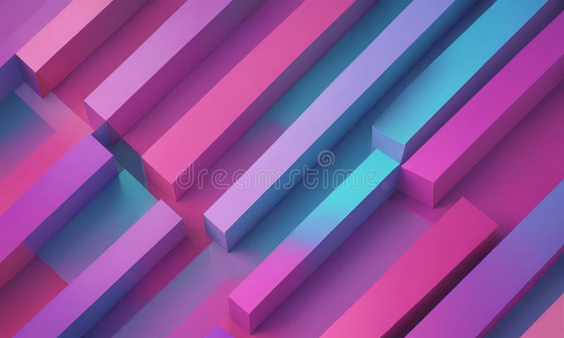 3D Complex Geometric Pattern Composed Intersecting Pink and Blue Cubes ...