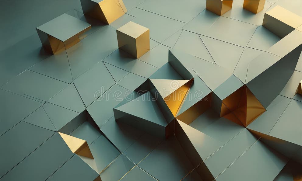3D Complex Geometric Pattern Composed Various Shapes, Including Cubes ...