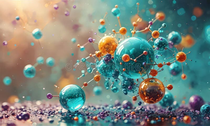 3D Complex Molecular Structure, Featuring Variety Colored Spheres and ...