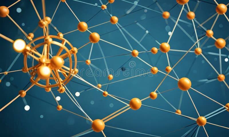 3D Complex Network Interconnected Spheres, with Central Sphere and ...