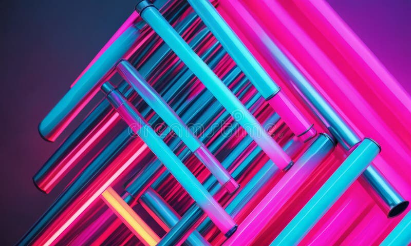 3D Complex Structure Composed Numerous Blue and Pink Lines, Creating ...