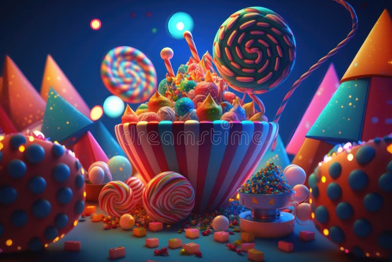3D Composite Candy-Filled Carnival with Games. Generative AI Stock ...