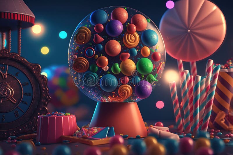 3D Composite Candy-Filled Carnival with Games. Generative AI Stock ...