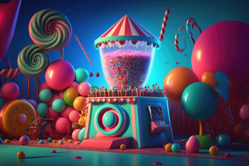 3D Composite Candy-Filled Carnival with Games. Generative AI Stock ...