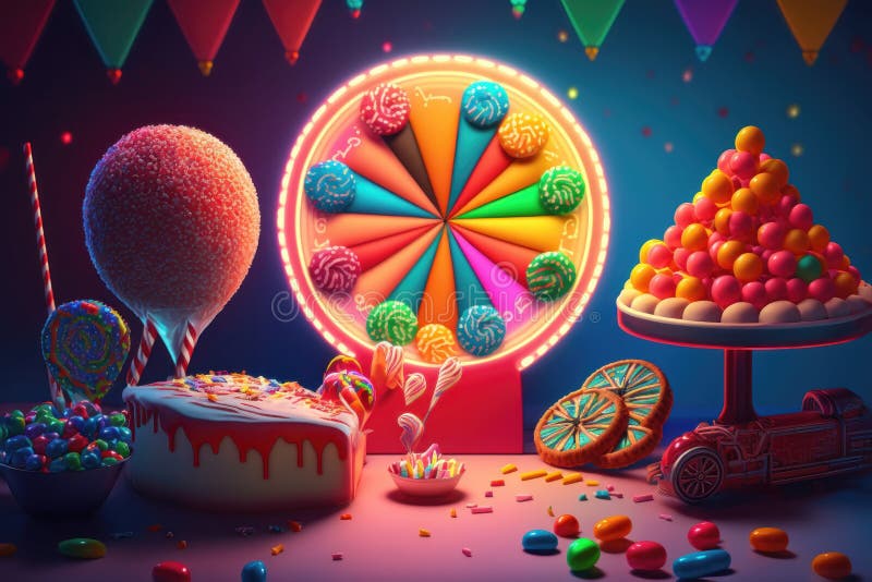 3D Composite Candy-Filled Carnival with Games. Generative AI Stock ...
